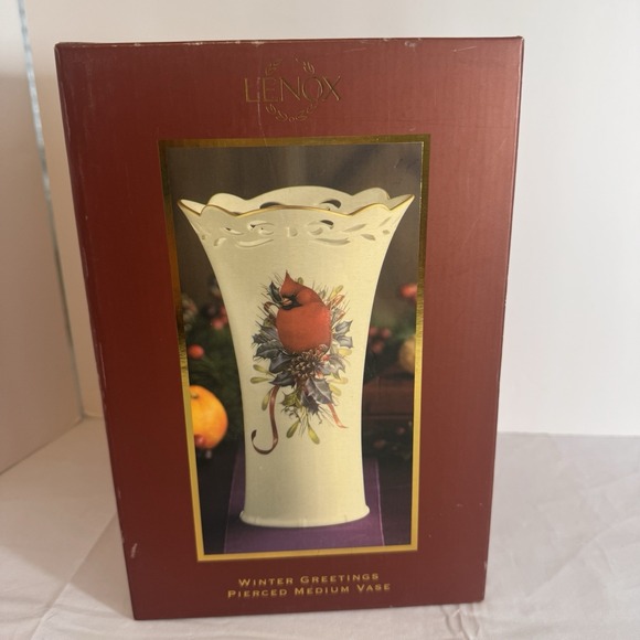 Lenox | Accents | Lenox Winter Greetings Pierced Medium Vase With ...